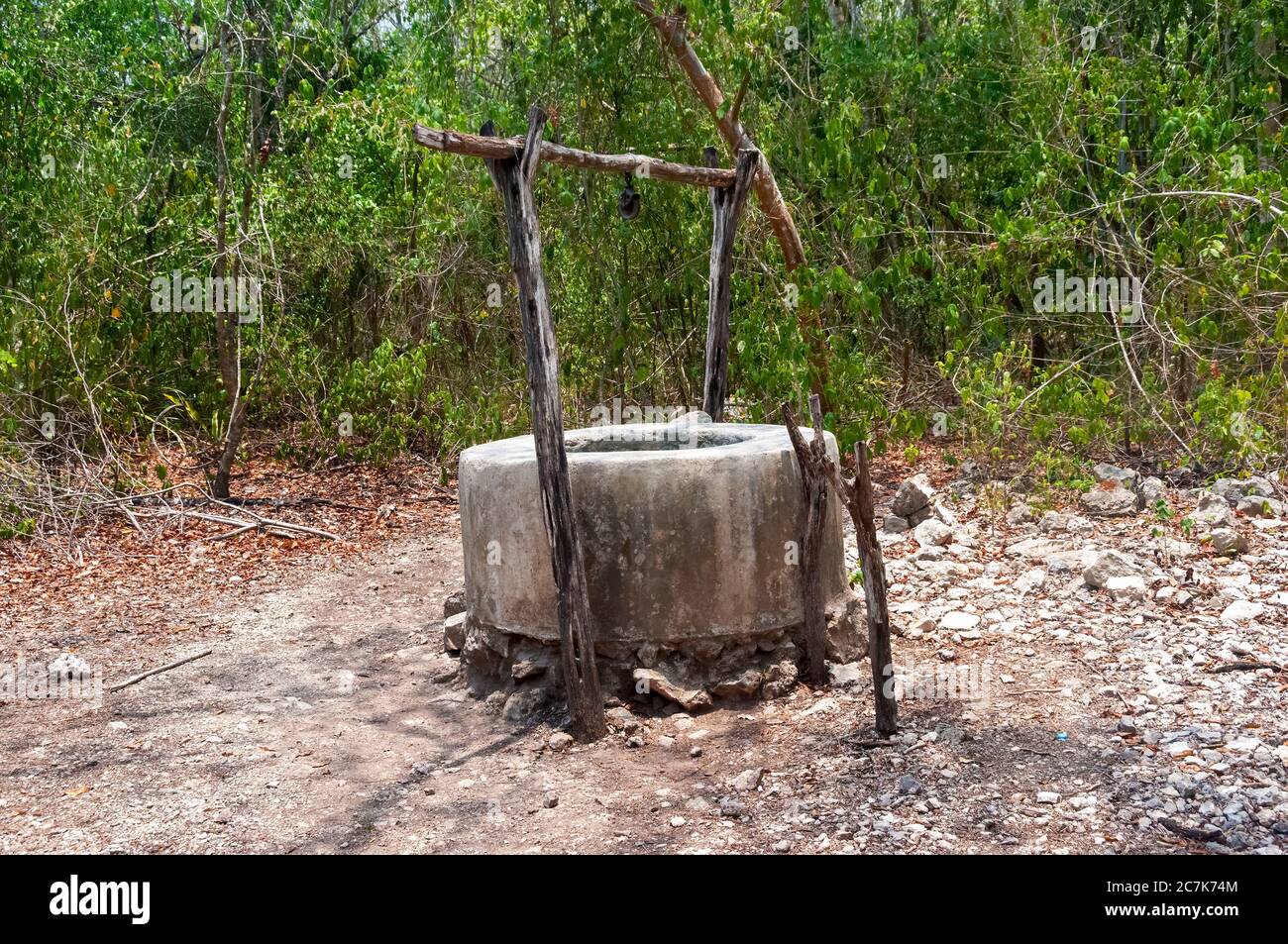 Ancient well at the Mayan ruins of Coba, Yucatan, Mexico Stock Photo ...