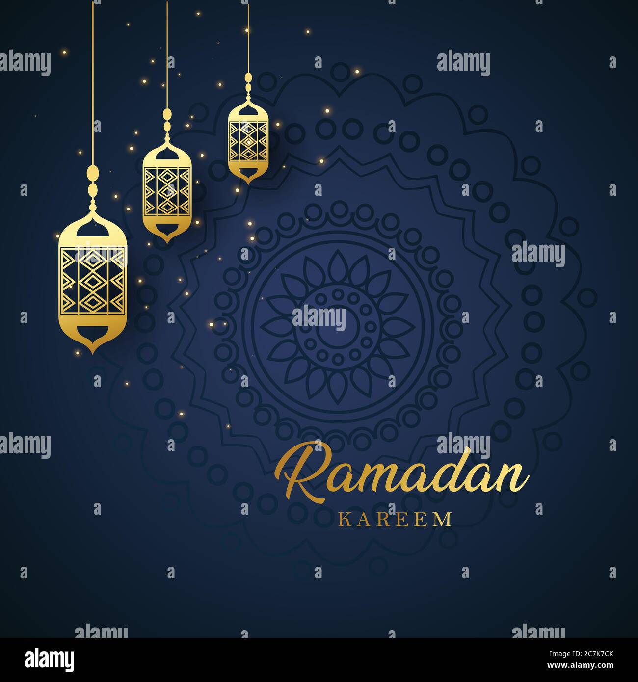 Crescent Islamic with Hanging Lantern for Ramadan Kareem and eid ...