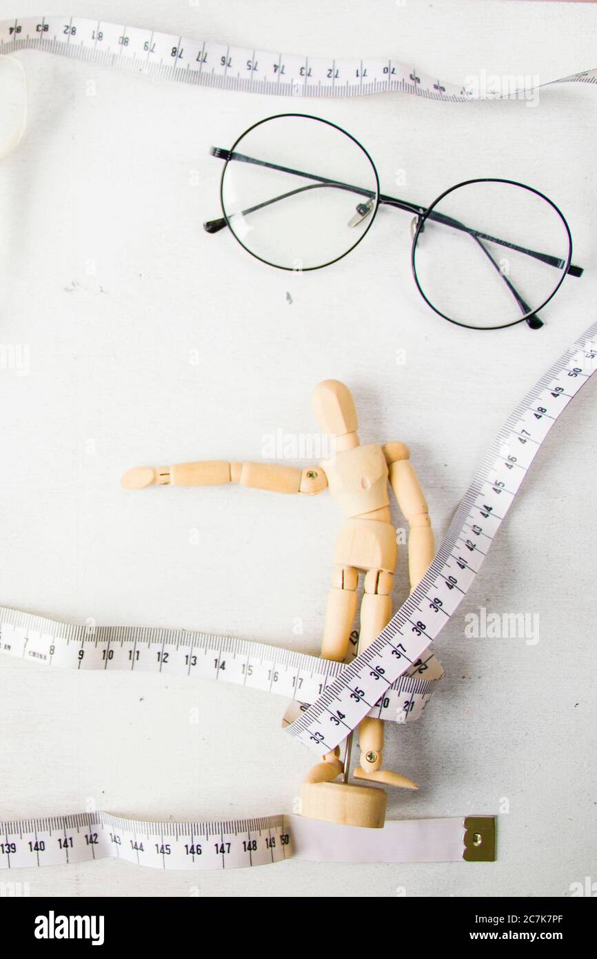 sew set, sew things on the white background. measuring and glass ...