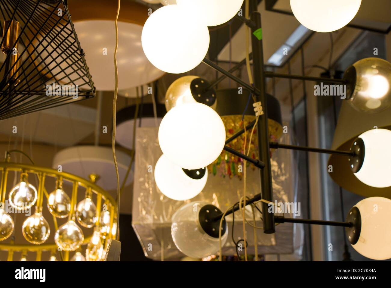 Large group of bulbs in light shop, light bulbs background Stock Photo ...