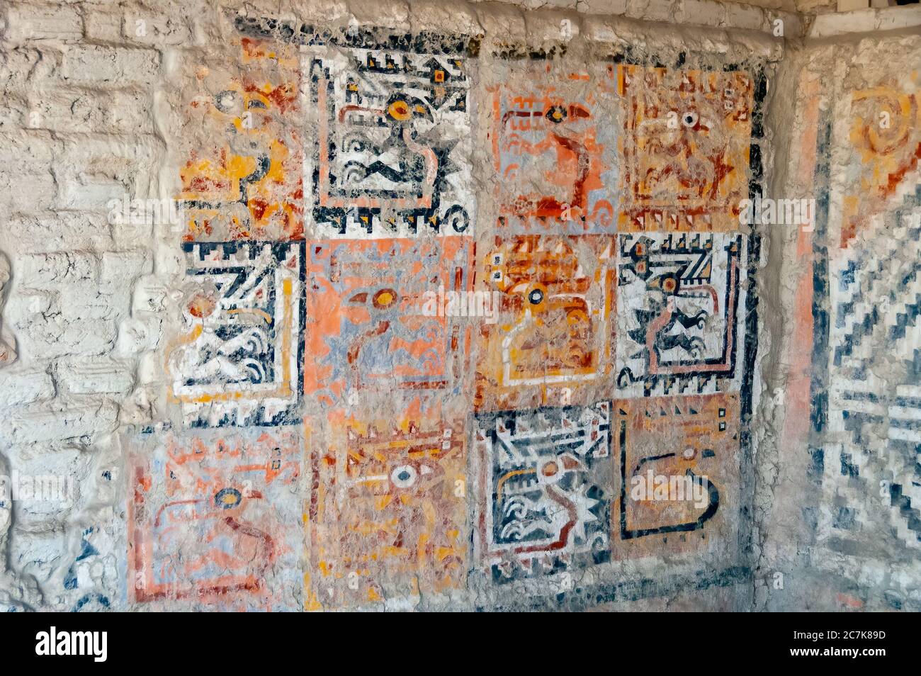 Detail of a mural at El Brujo archaeological complex, north of Trujillo ...