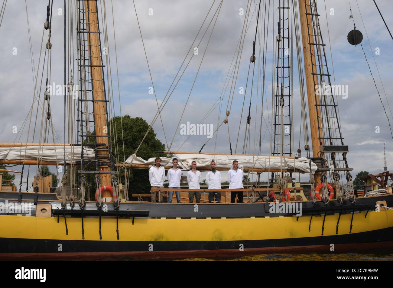 Sailing ship "Lady L", a Topsail schooner of the XVIII century, at the ...