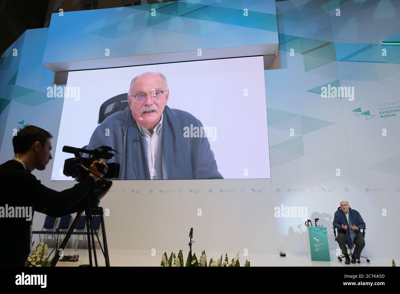 Russian film director and actor Nikita Mikhalkov holds the master class ...