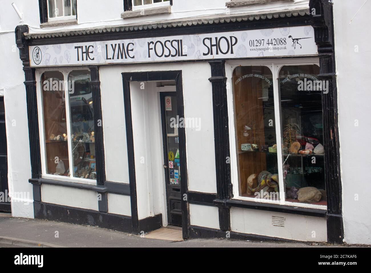 Street view of the Lyme Fossil Shop, Dorset, UK Stock Photo - Alamy