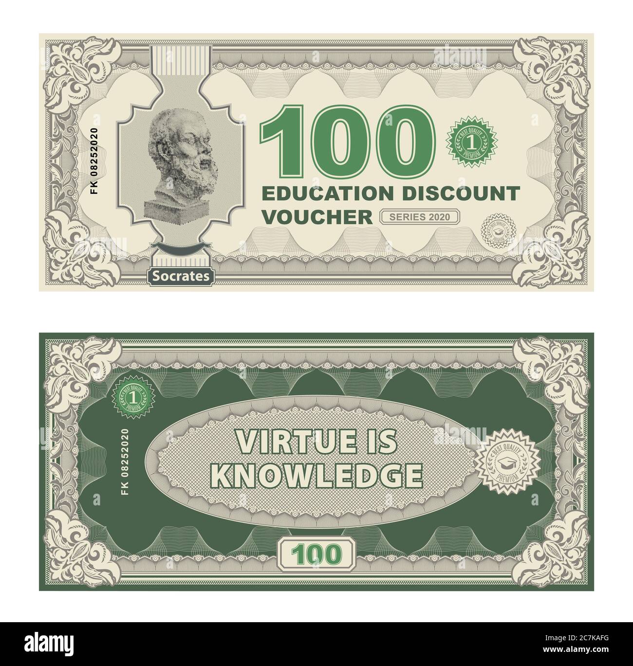 Vector money banknotes illustration with portrait of philosopher ...