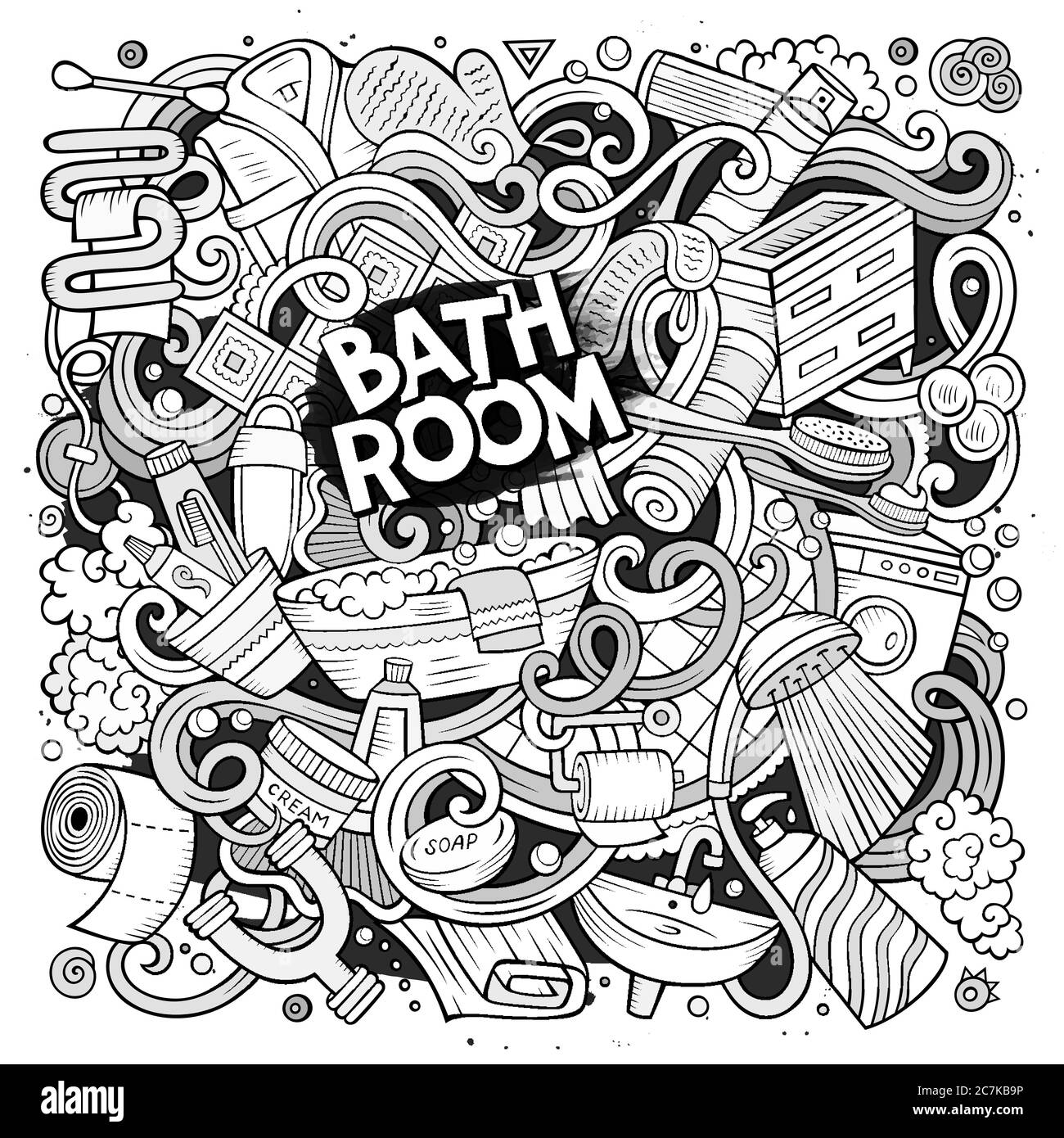 Cartoon cute doodles Bathroom illustration Stock Vector Image & Art - Alamy