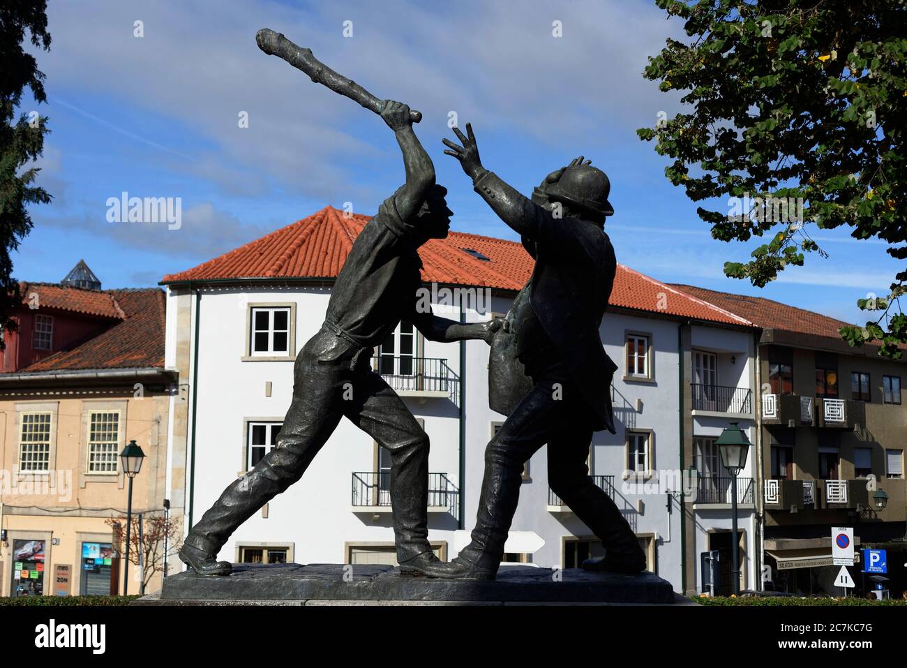 Statue of the Fafe Justice, that represents the popular justice, near ...