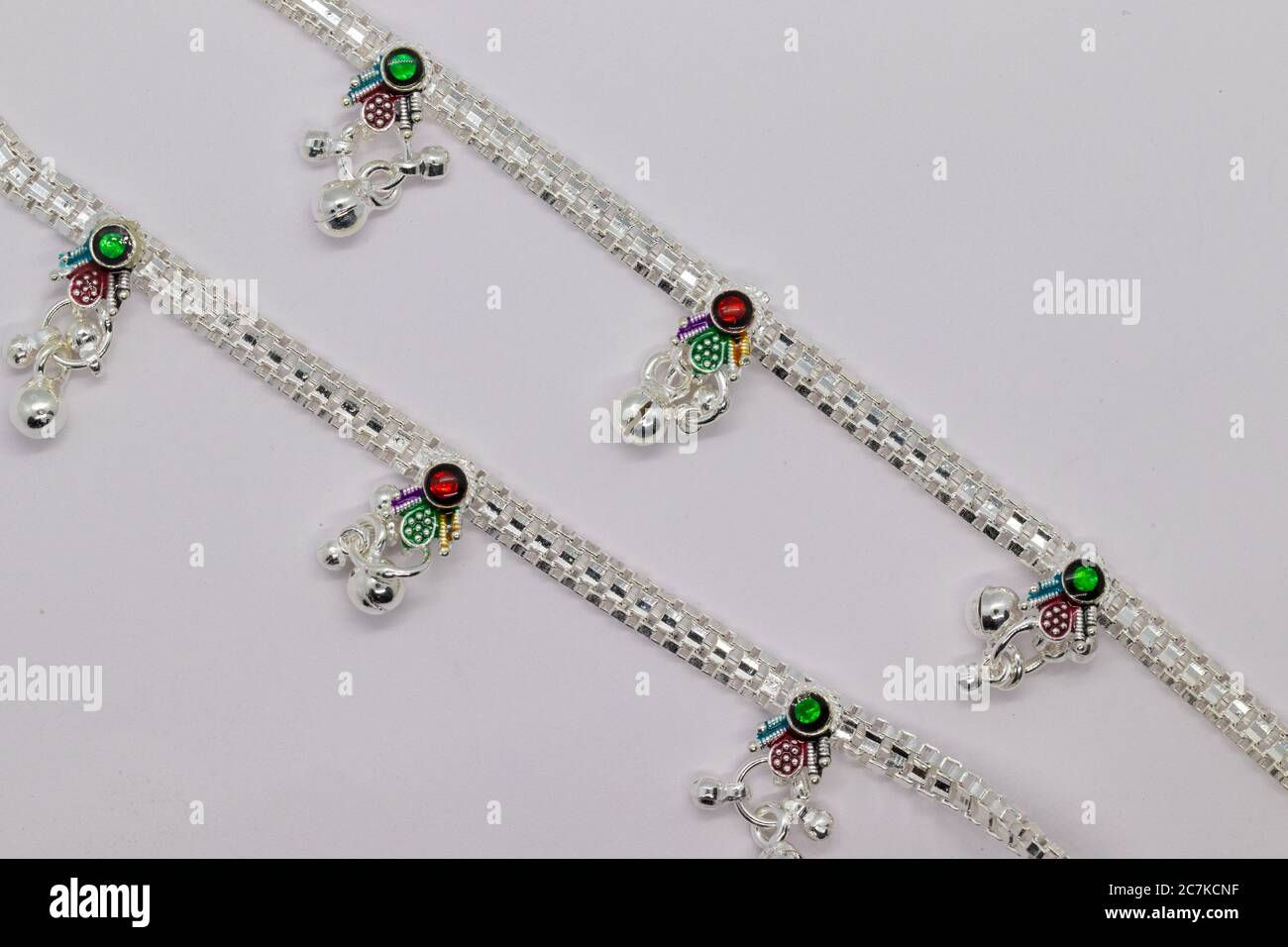 two pair leg chains with Anklets for design on isolated white ...