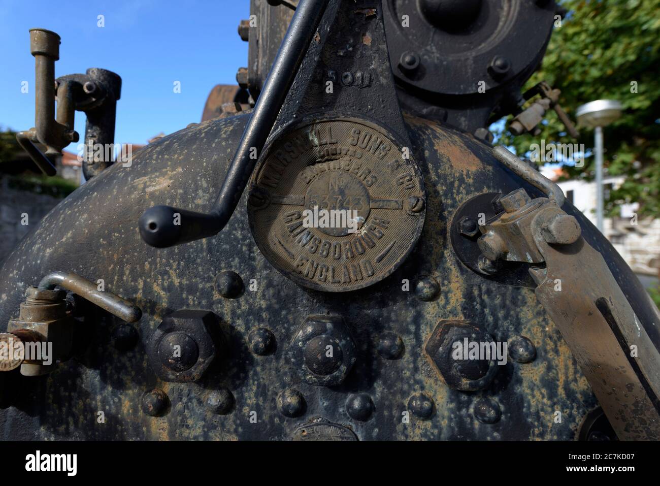 Marshall Sons & Cº steam engine in a village in Portugal Stock Photo ...