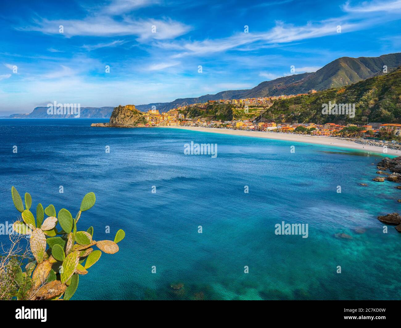 Aerial top view of sandy beach of Tyrrhenian sea bay gulf coast shore ...