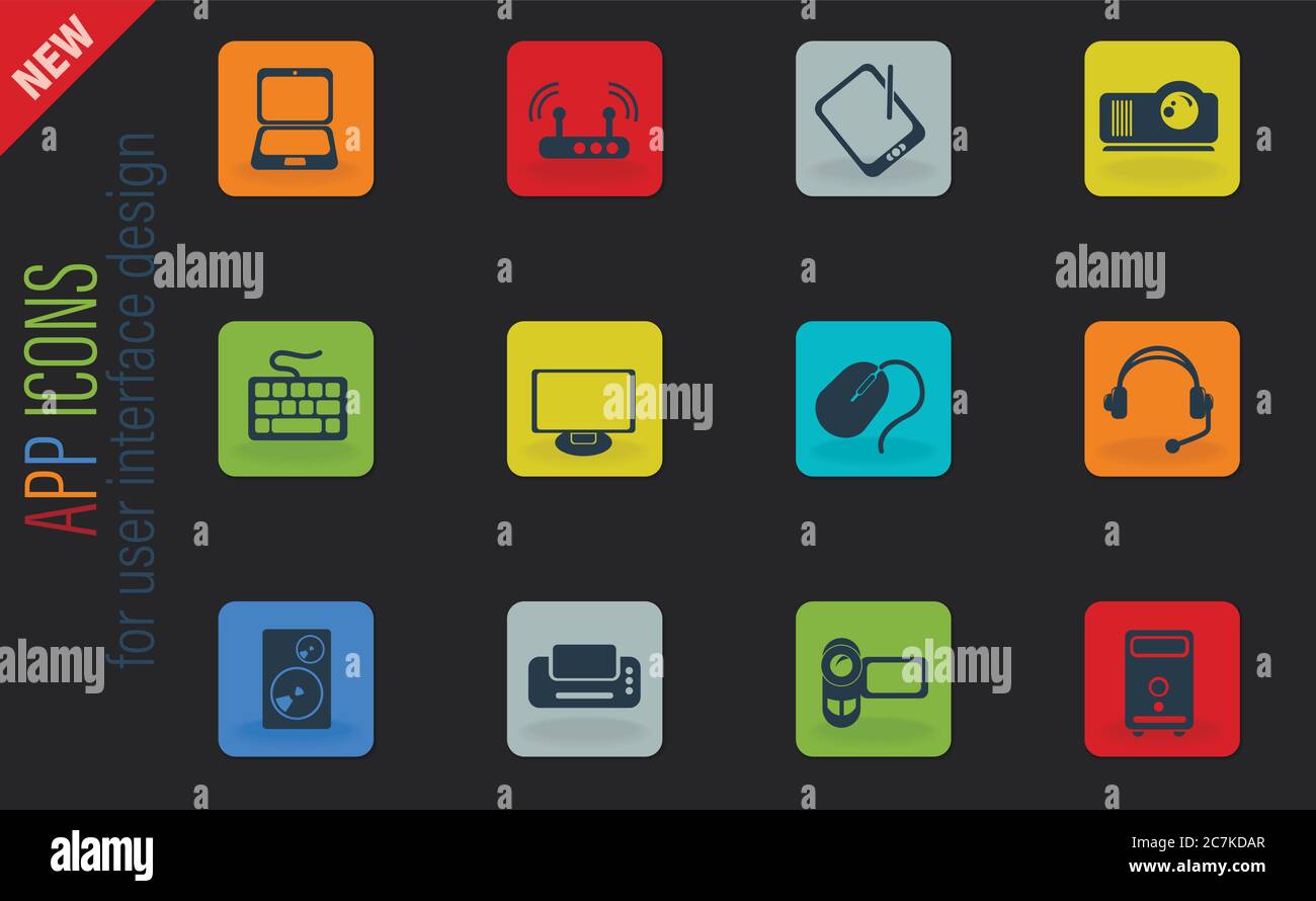 Computer equipment simple vector icons Stock Vector Image & Art - Alamy