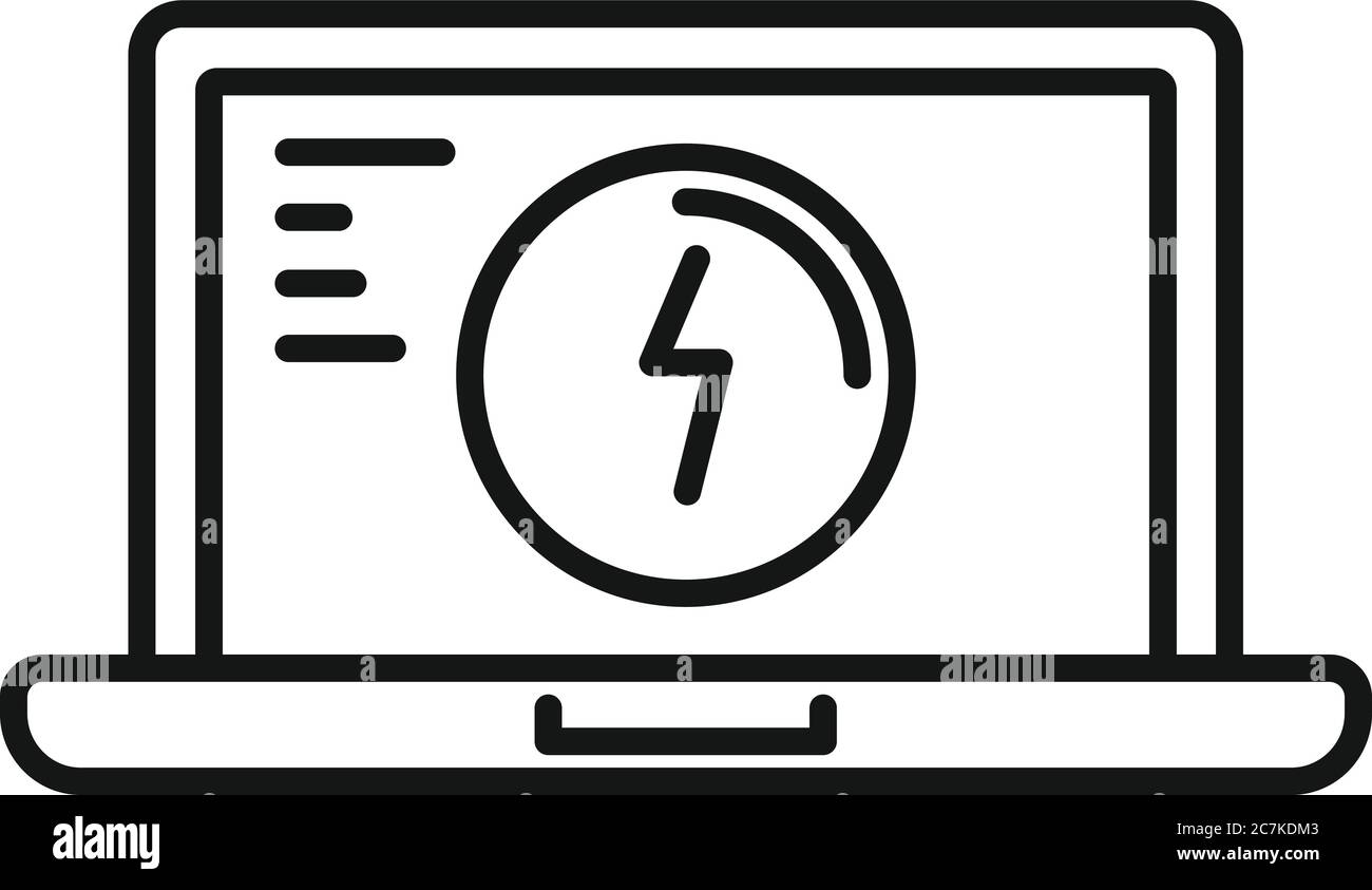 Electric vehicle repair laptop icon. Outline electric vehicle repair ...