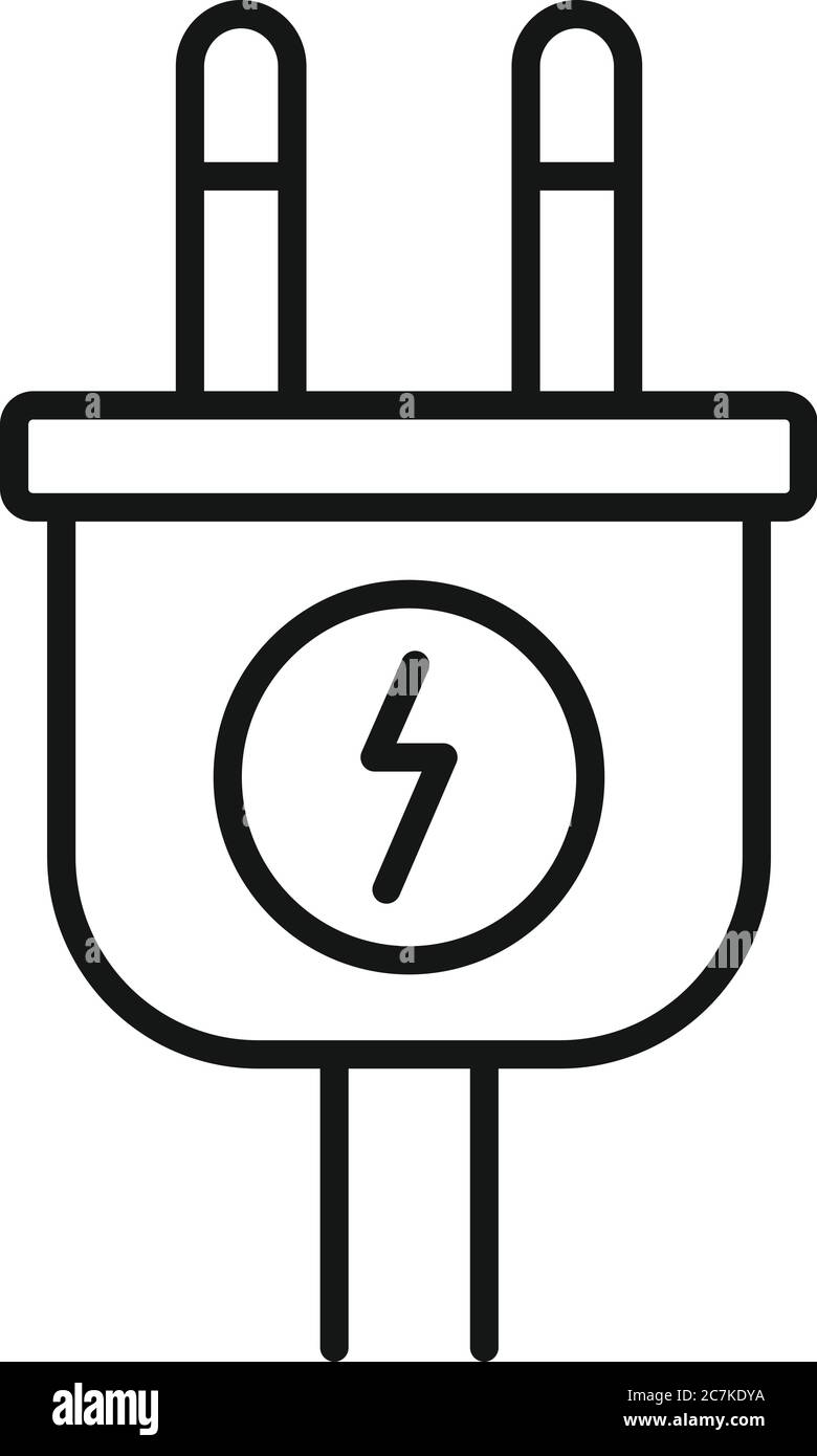 Car electric plug icon. Outline car electric plug vector icon for web ...