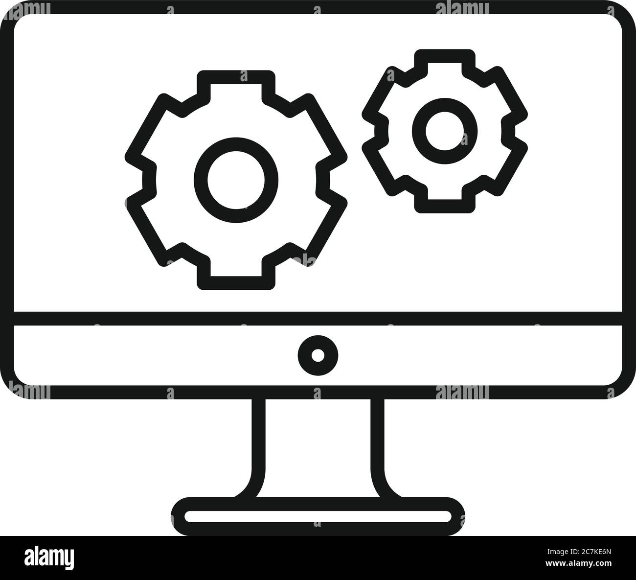 Electric vehicle repair monitor icon. Outline electric vehicle repair ...
