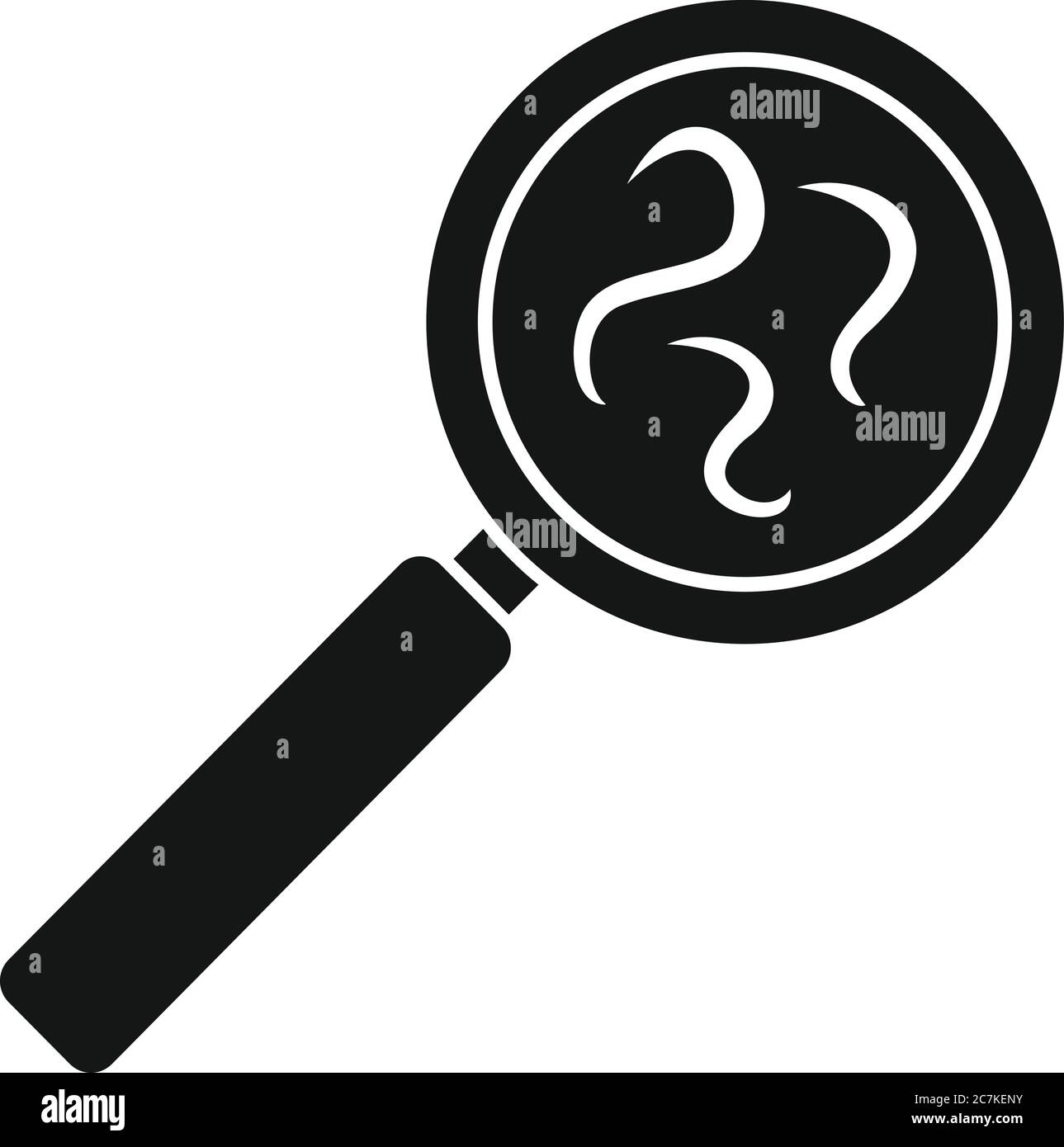 Parasite worms under magnifier icon. Simple illustration of parasite ...