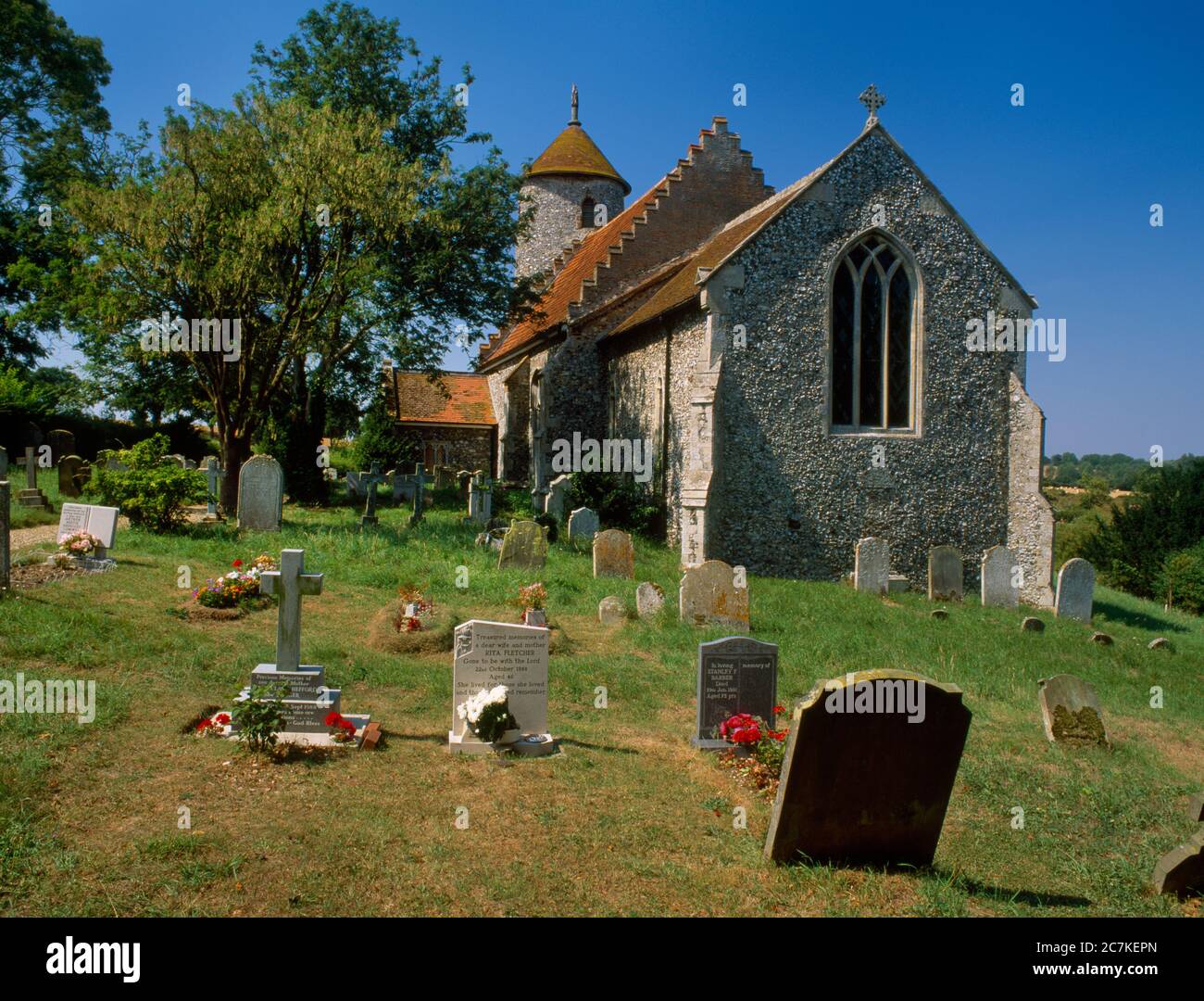 View WNW of Bawburgh pre-Conquest church, Norfolk, England, UK ...