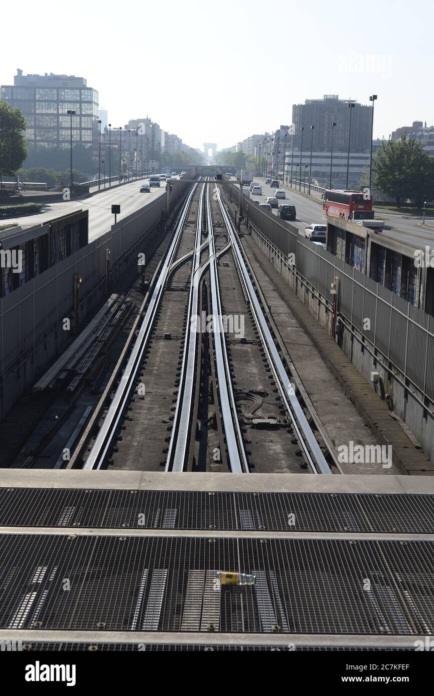 train line in La Defence, Paris, France Stock Photo - Alamy