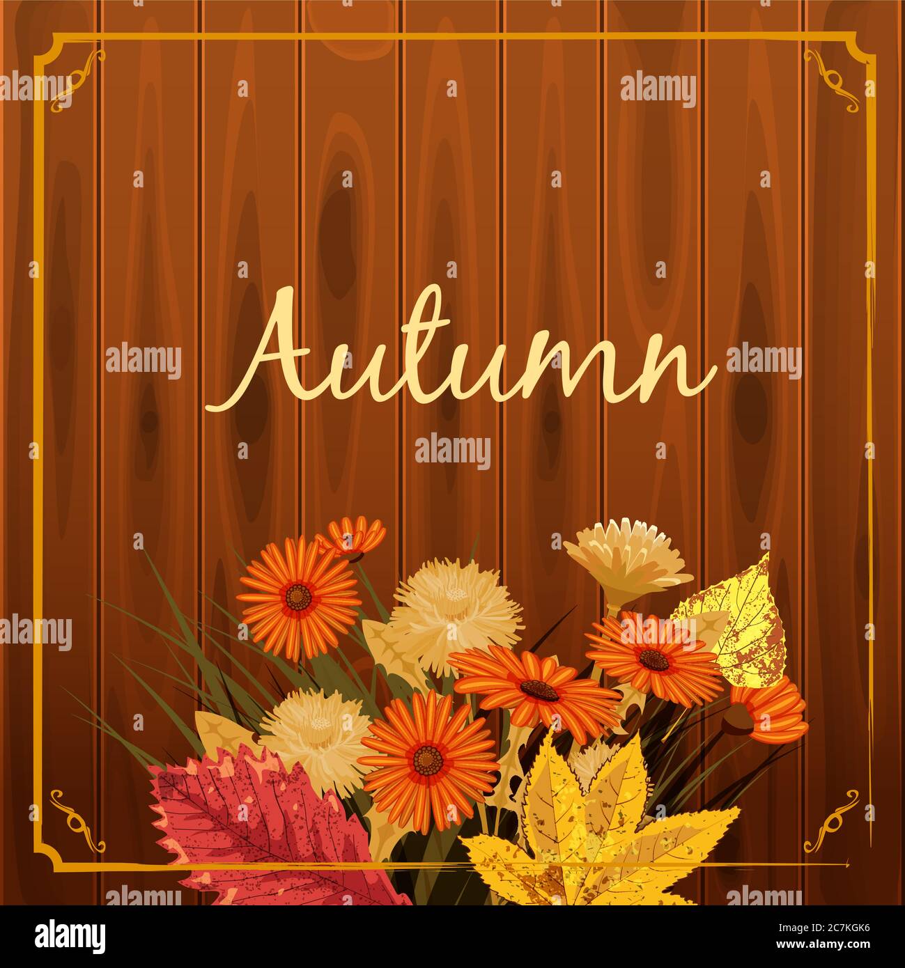 Autumn flowers, Fall, leaves, banner, greeting card, autumn colors ...