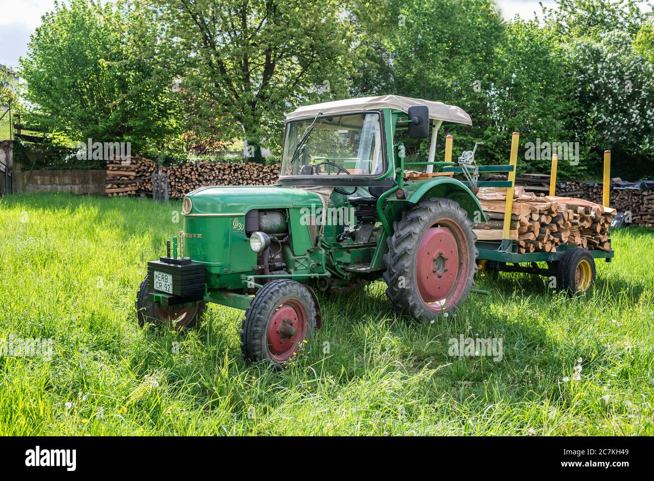 Breuberg, Hessen, Germany, Deutz D 30 S tractor with trailer ...