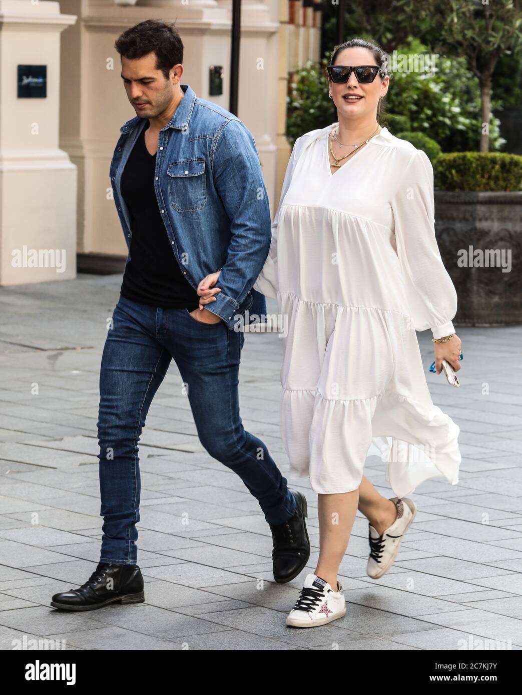 Kelly Brook And Jeremy Parisi seen arriving at The Global Radio Studios ...