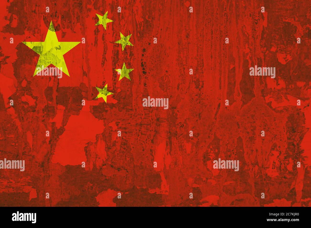Illustration of a dirty flag of China against textures and effects ...