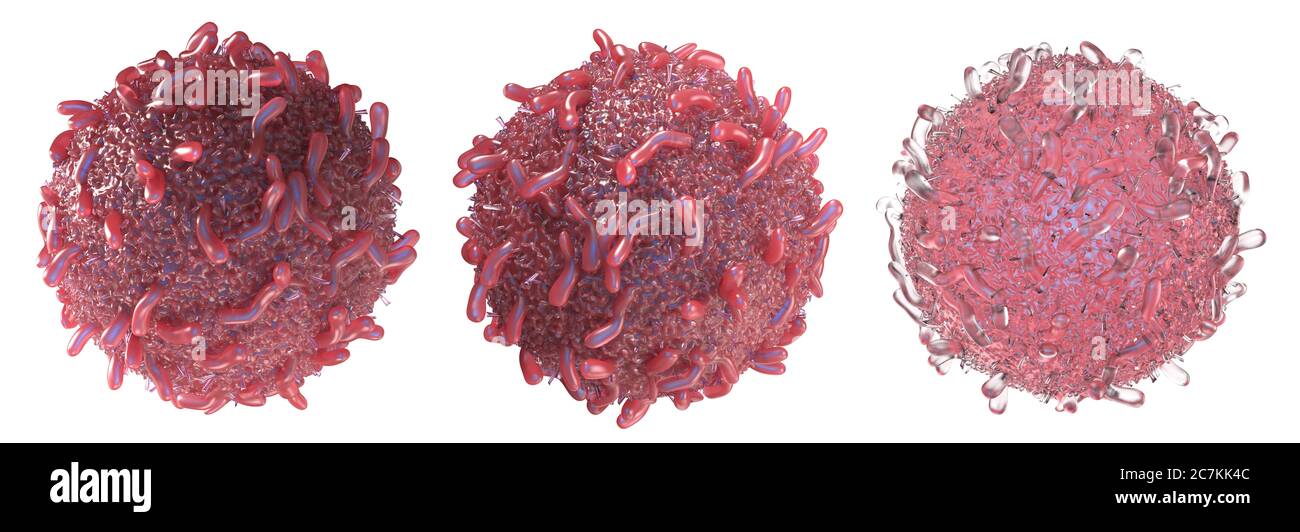 3d rendering red cancer cell isolated on white Stock Photo - Alamy