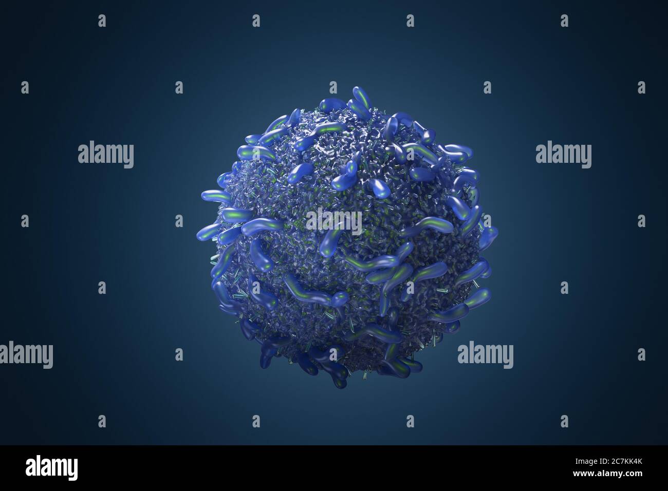 3d rendering blue cancer cell on blue background Stock Photo - Alamy