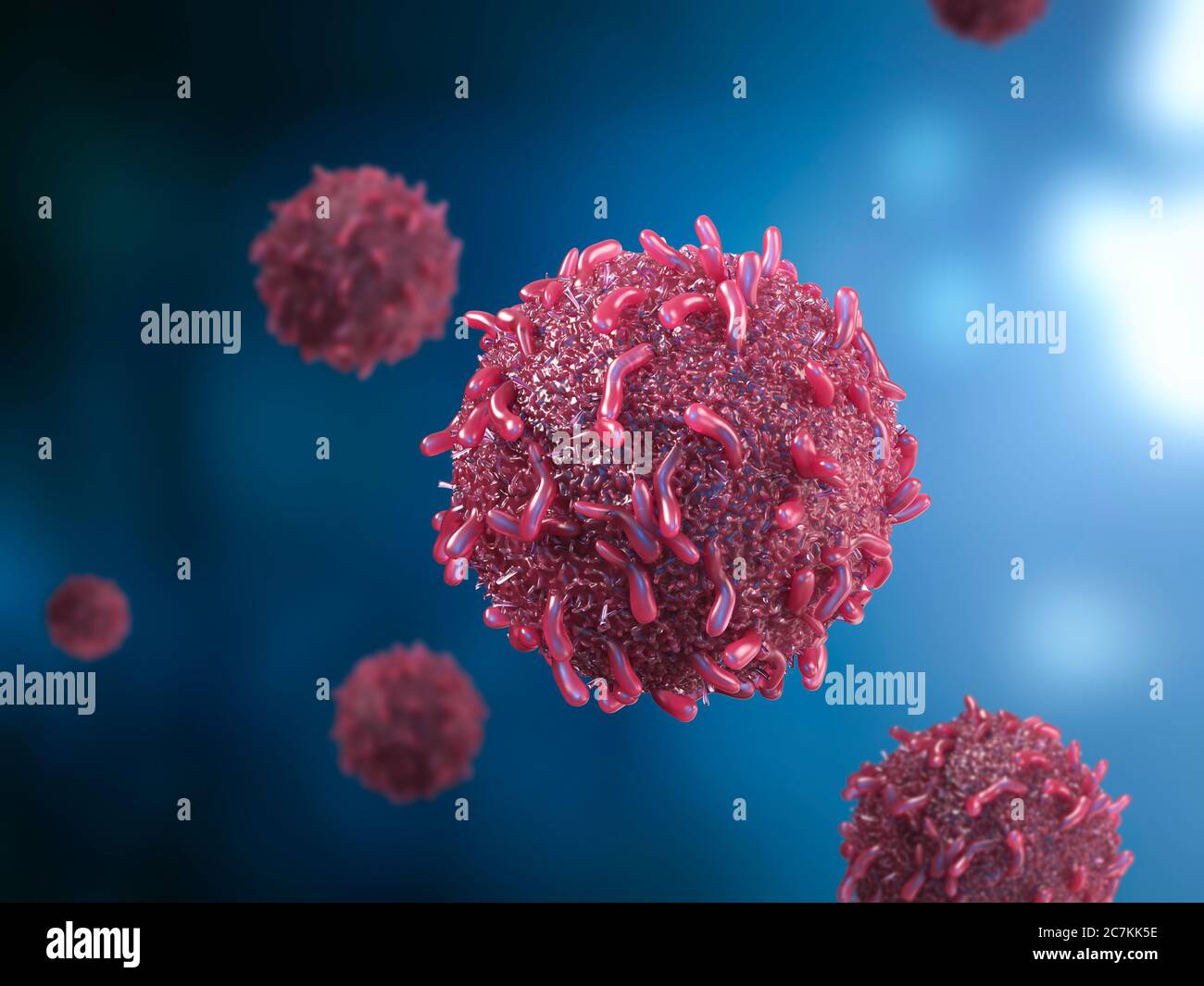 3d rendering red cancer cell in blood Stock Photo - Alamy