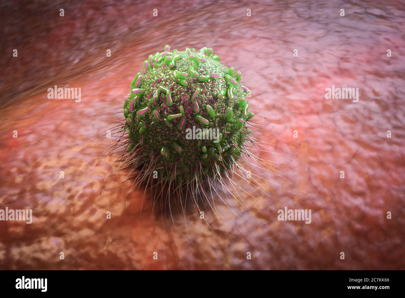 3d rendering green cancer cell in blood Stock Photo - Alamy