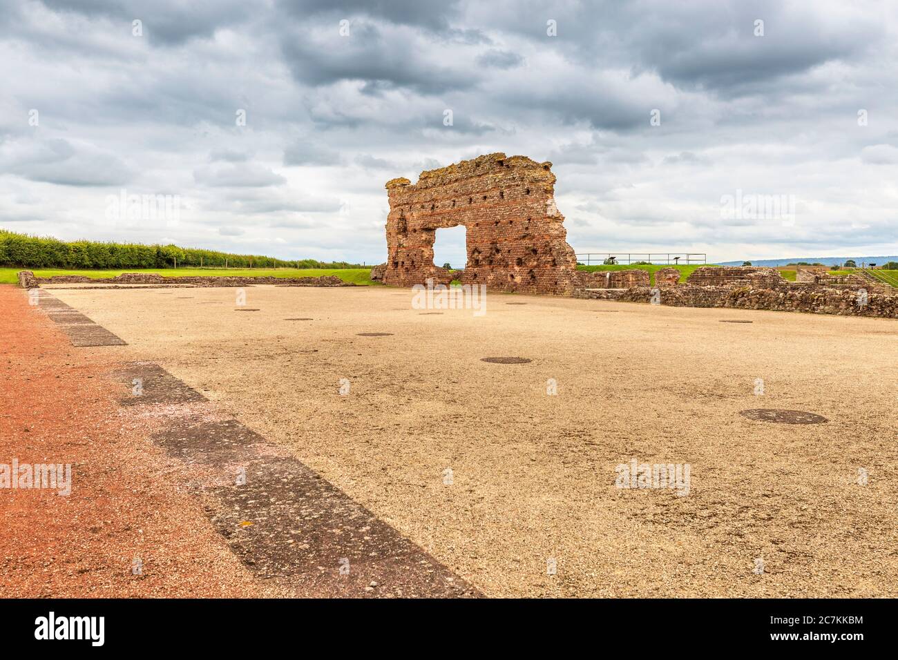 The Roman Basilica at Wroxeter with the markings for the walls ...