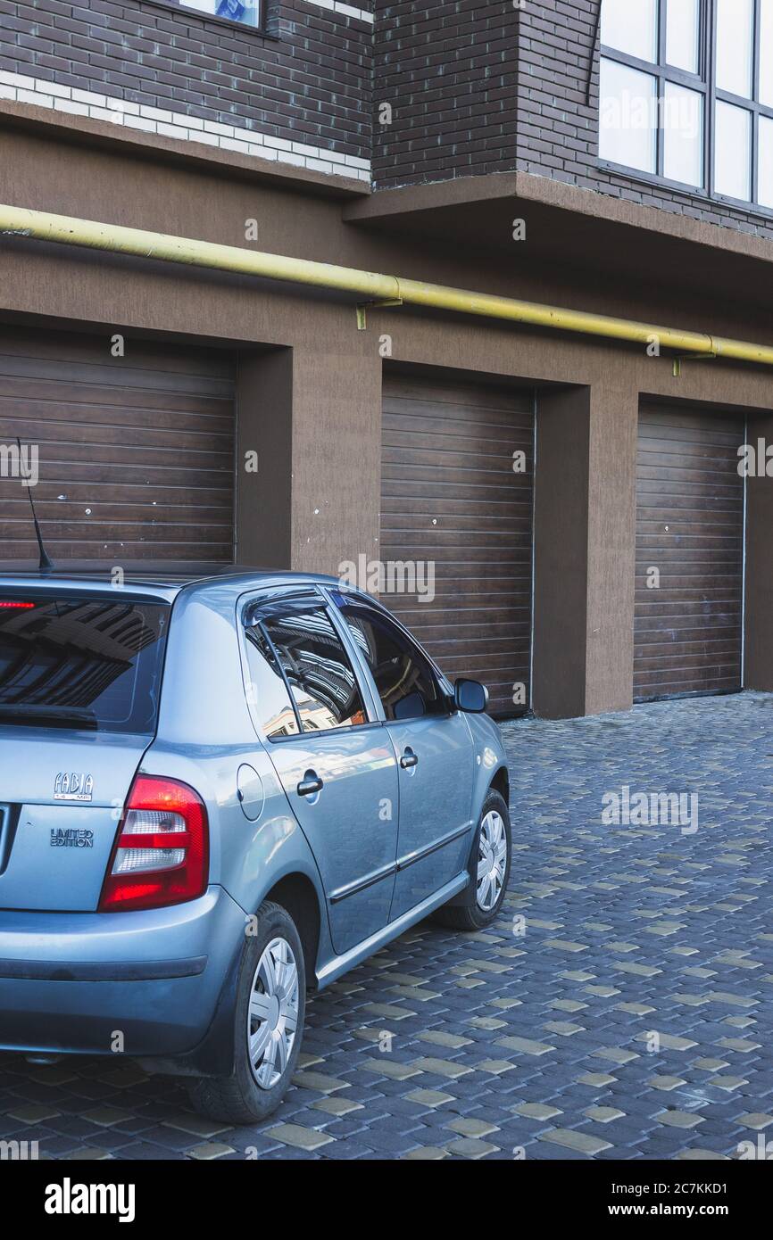 Car in city, streets, building architecture, urban style, parking place ...