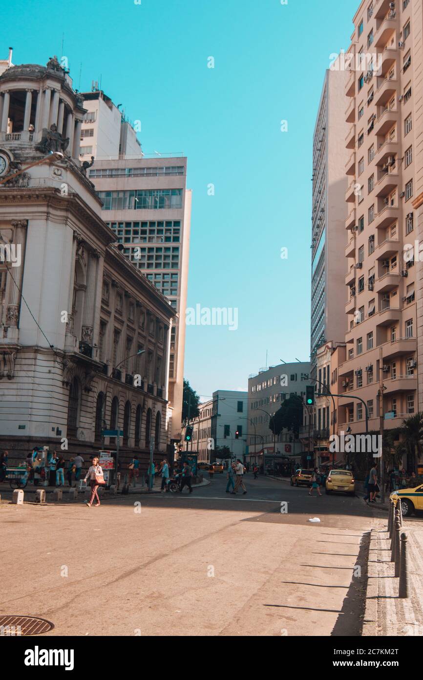 Streets of Rio downtown with buildings and people Stock Photo - Alamy