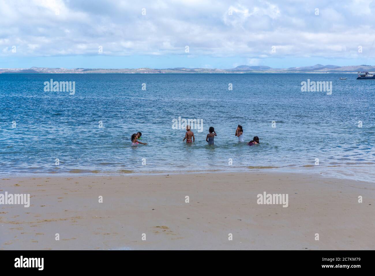 Children bathe in the sea, Ramena Bay, Diego Suarez, Antsiranana ...