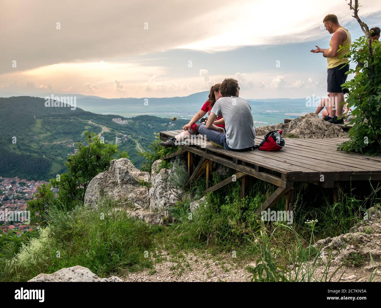 Brasov/Romanai -06.28.2020: Belvedere point on Mount Tampa. People ...