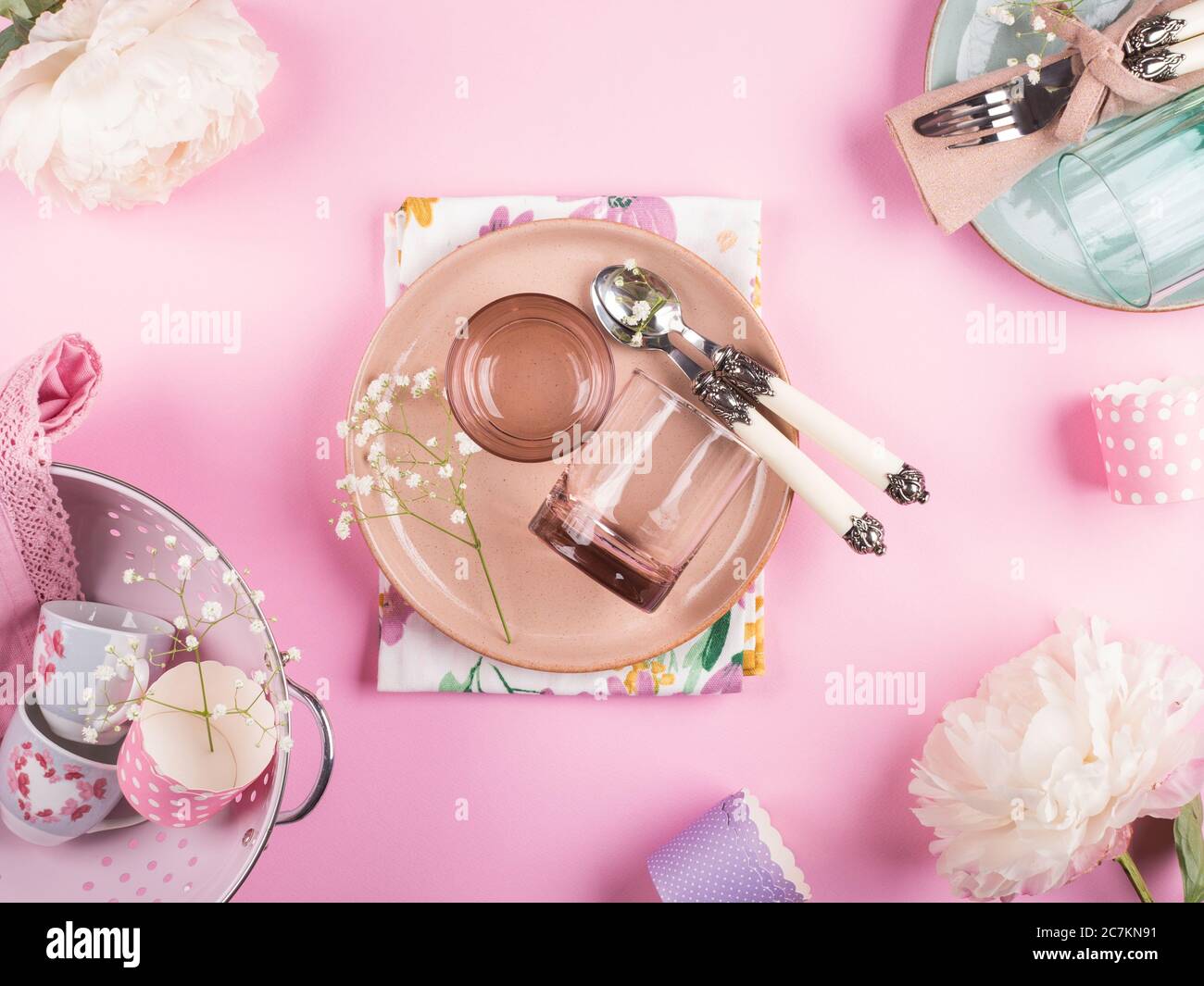 Pastel color crockery tableware concept Stock Photo - Alamy