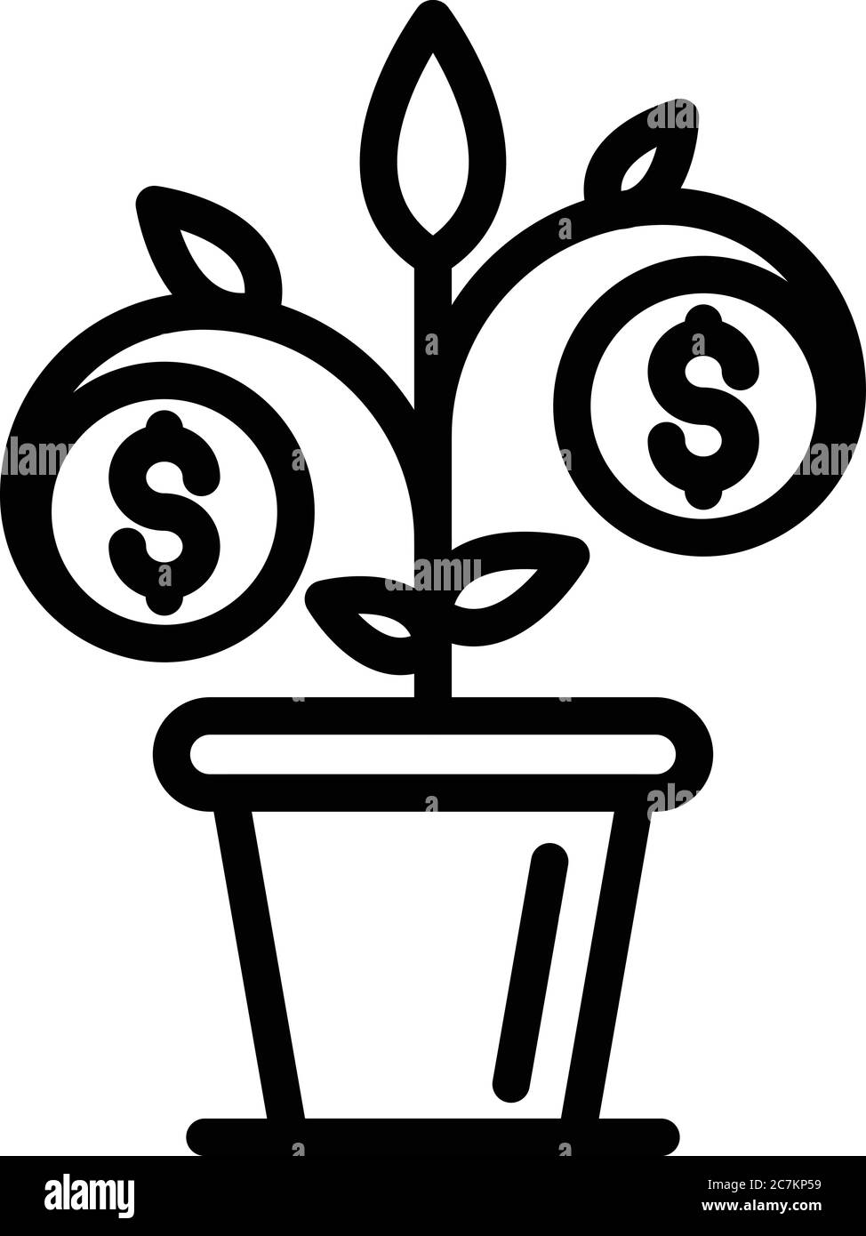 Money plant pot icon, outline style Stock Vector Image & Art - Alamy