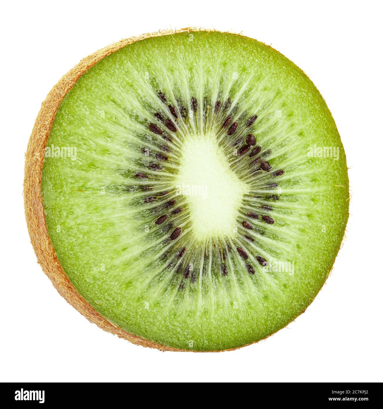 Half ripe kiwi fruit isolated on white background. Field with Clipping ...