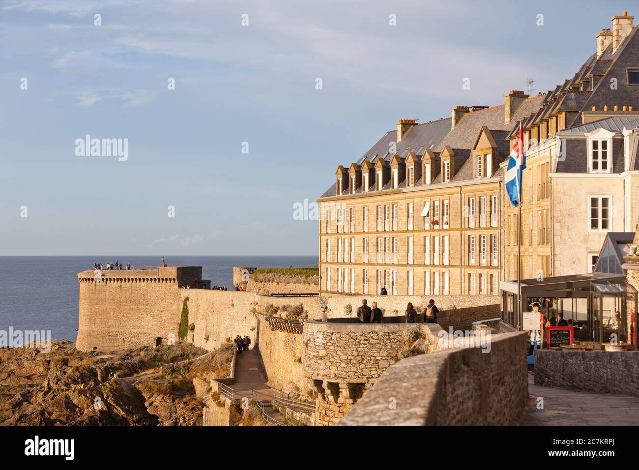 Fortress Saint Malo at the evening, Cote Armor, Brittany, France ...