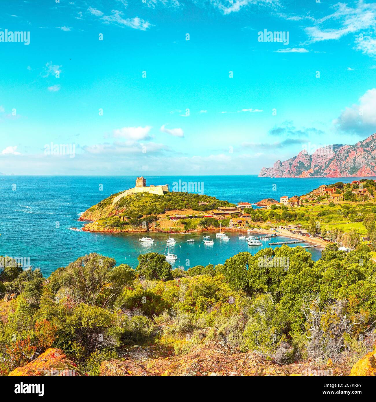 Girolata bay in natural reserve of Scandola. It cannot be reached by ...