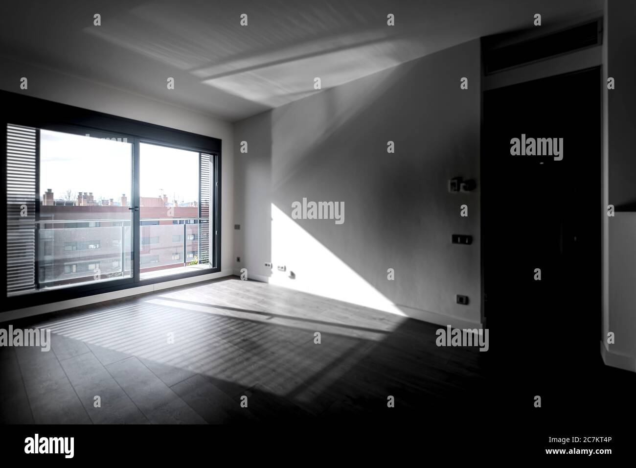 Empty interior without furniture and without people of a modern ...