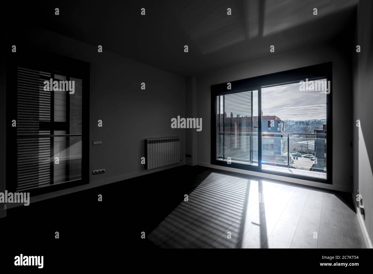 Empty interior without furniture and without people of a modern ...