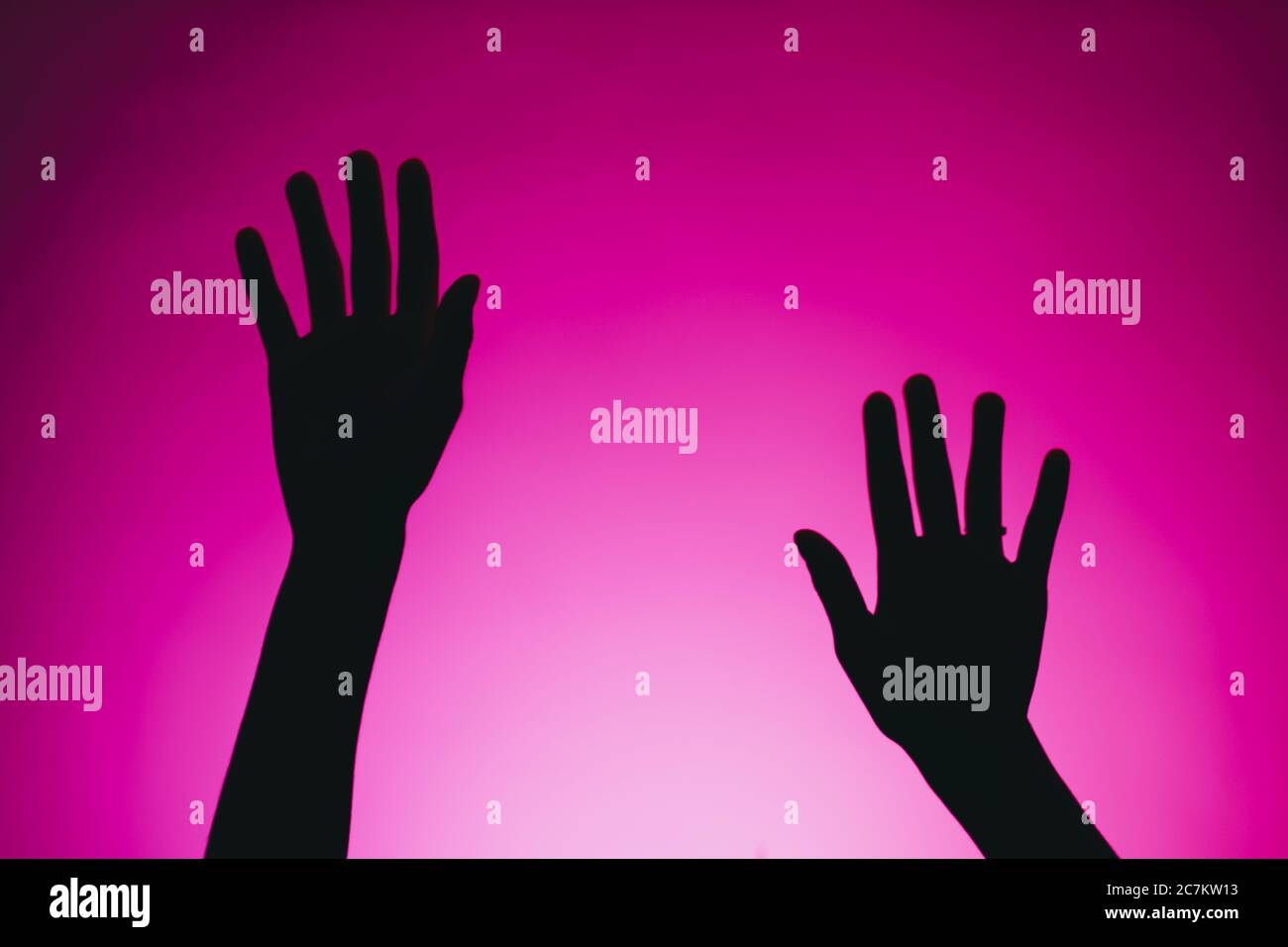 Silhouette of female hands isolated on a pink background Stock Photo ...