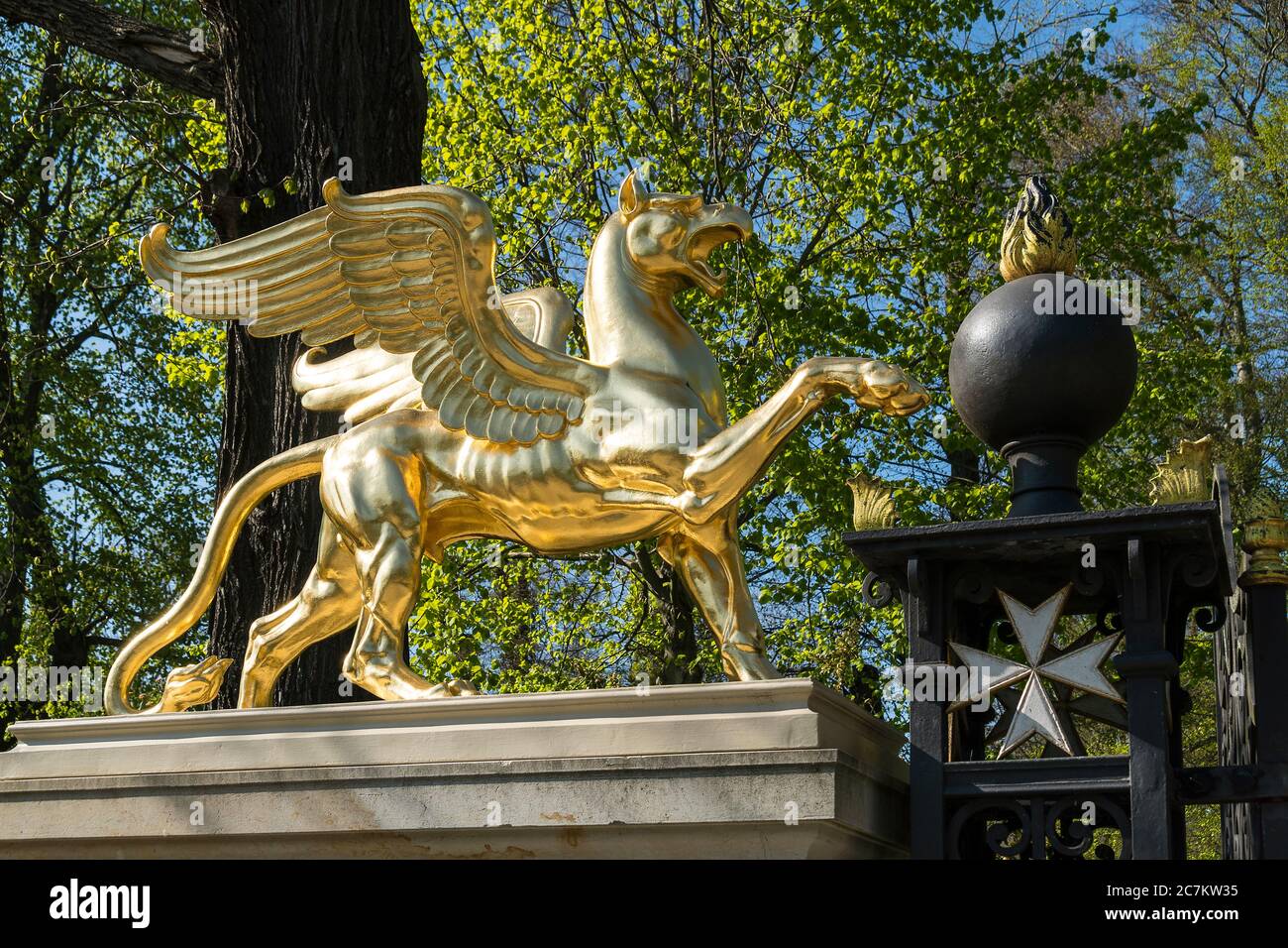 Berlin, Wannsee, Glienicke Palace, Johannitertor (Griffin Gate), gilded ...