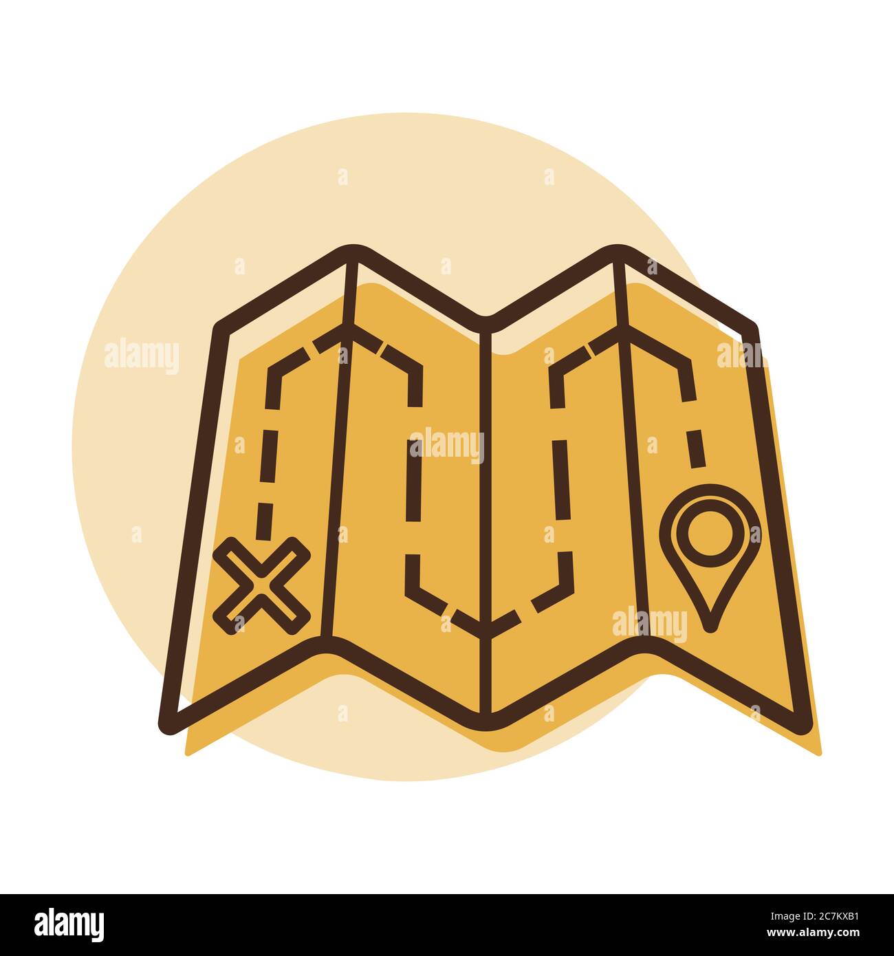 Map with route vector icon. Navigation sign. Graph symbol for travel and tourism web site and ...