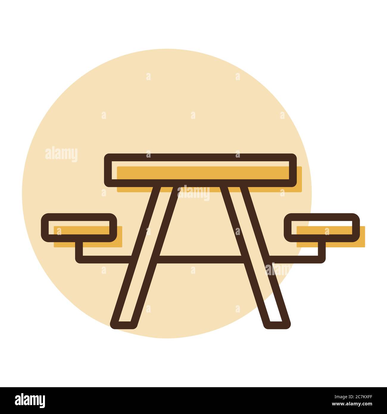 Camping table wooden park bench vector icon. Graph symbol for travel ...