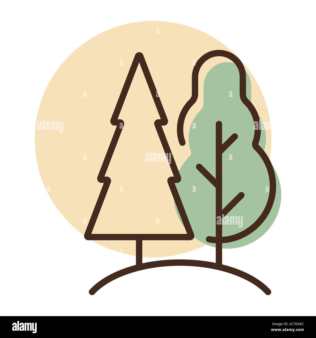 Deciduous and conifer forest vector icon. Nature sign. Graph symbol for ...