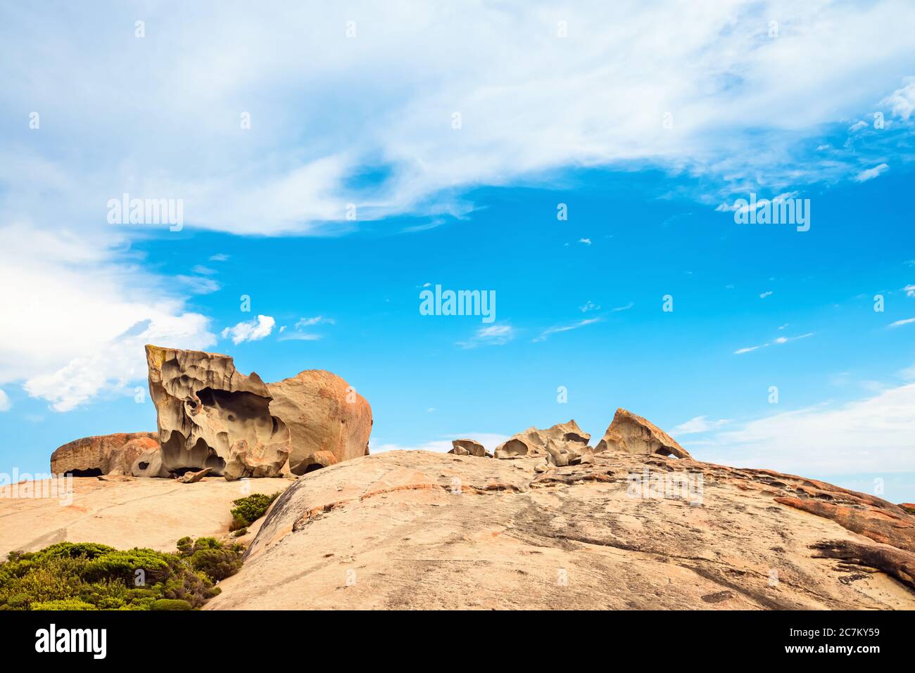Remarkable Rocks viewed from the lookout on a day, Flinders Chase ...