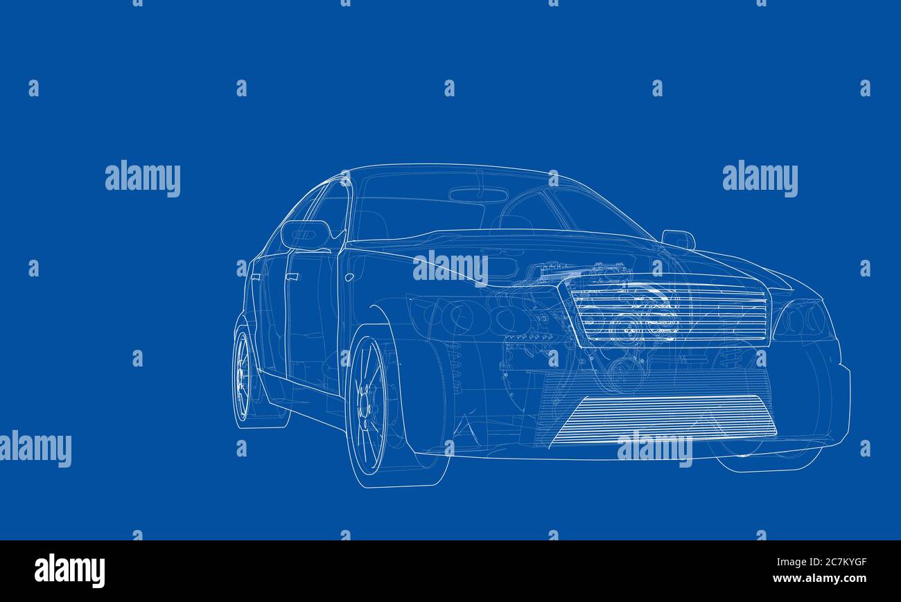 Concept car. 3d illustration Stock Photo - Alamy