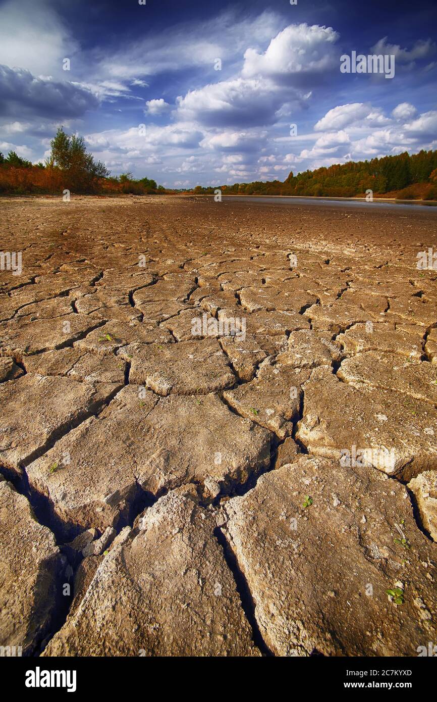 Land with dry and cracked ground. Climate change, dry lake Stock Photo ...