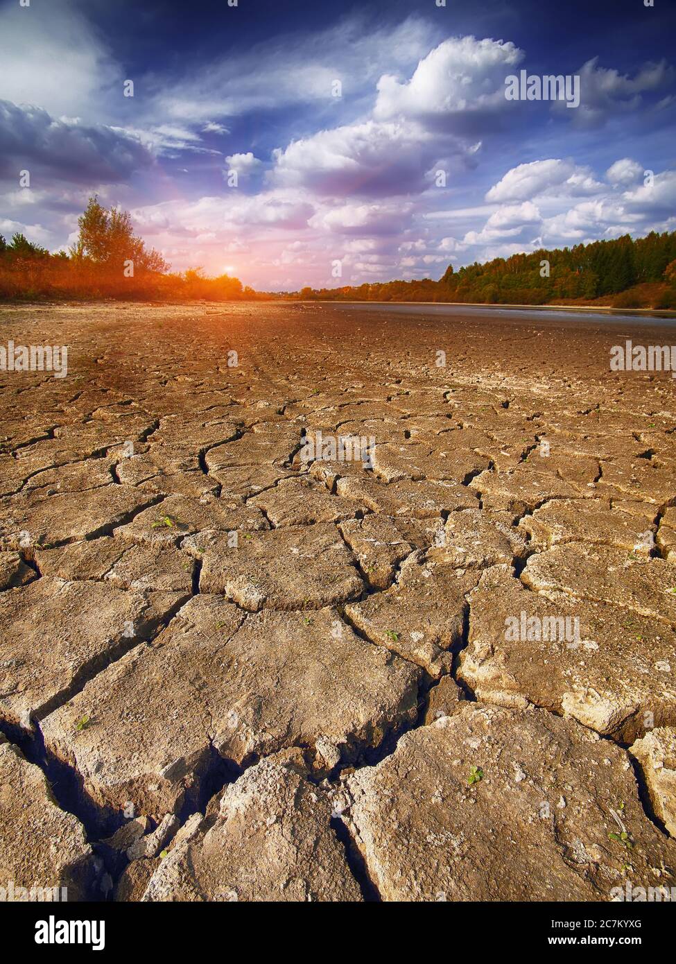 Land with dry and cracked ground. Climate change, dry lake Stock Photo ...